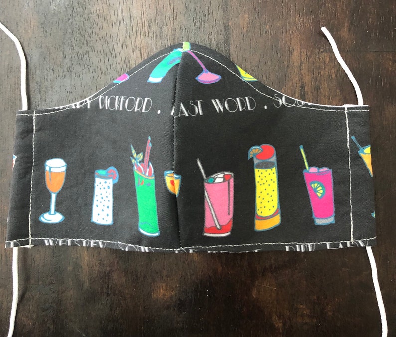Cocktails Anyone? Fitted, Reusable Face Mask - Etsy
