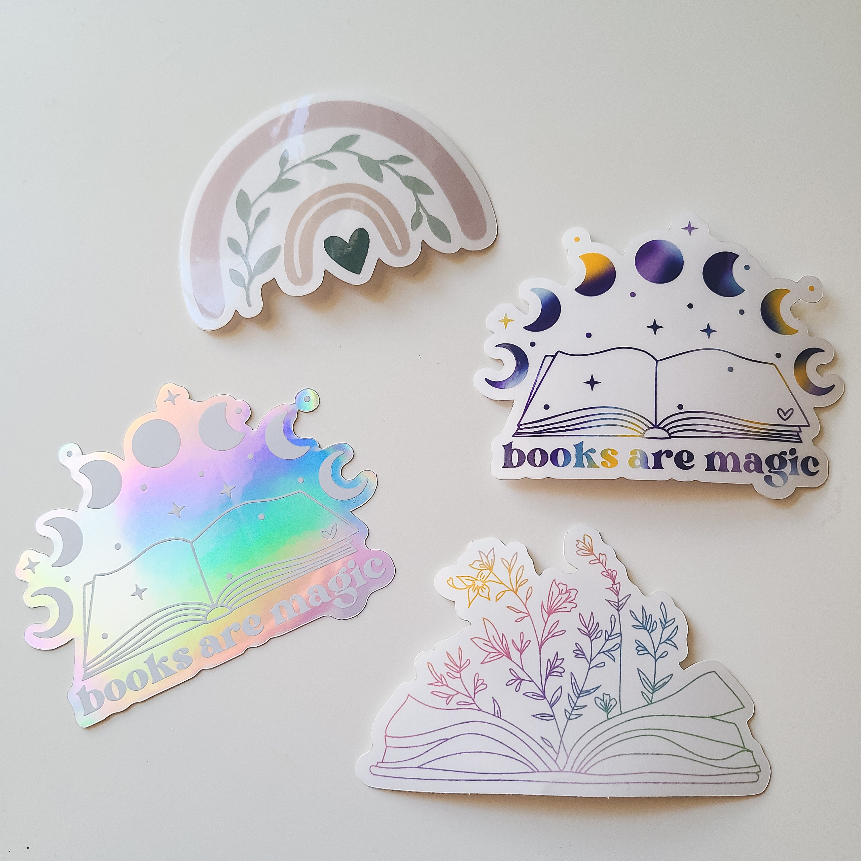Wildflower Book Rainbow Sticker Aesthetic Book Sticker - Etsy