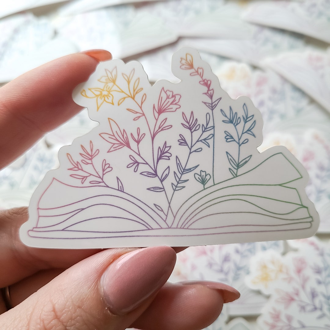 Wildflower Book Rainbow Sticker Aesthetic Book Sticker - Etsy