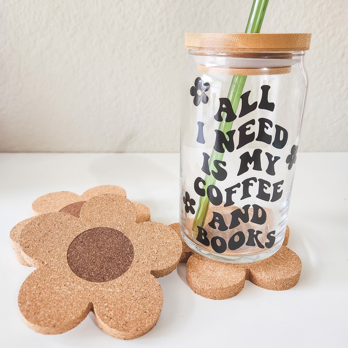 Coffee & Book Lover Glass Can Cup Book Reader Glass Cup - Etsy