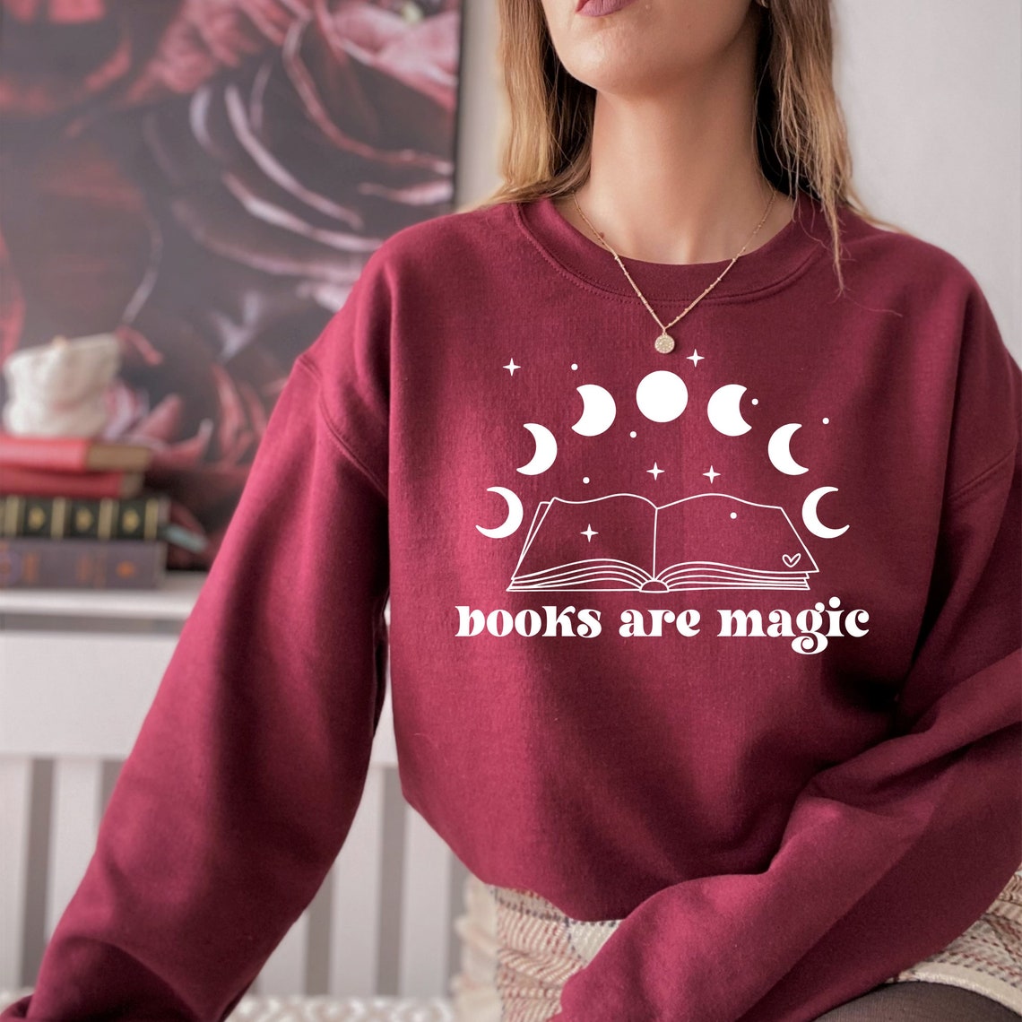 Books Are Magic Sweatshirt Women's Graphic Crewneck - Etsy