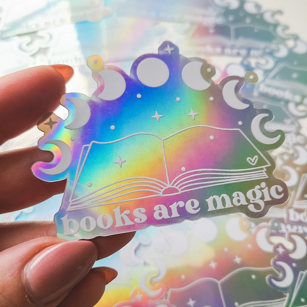 Holographic Books Are Magic Sticker Rainbow Aesthetic Moon Phases ...