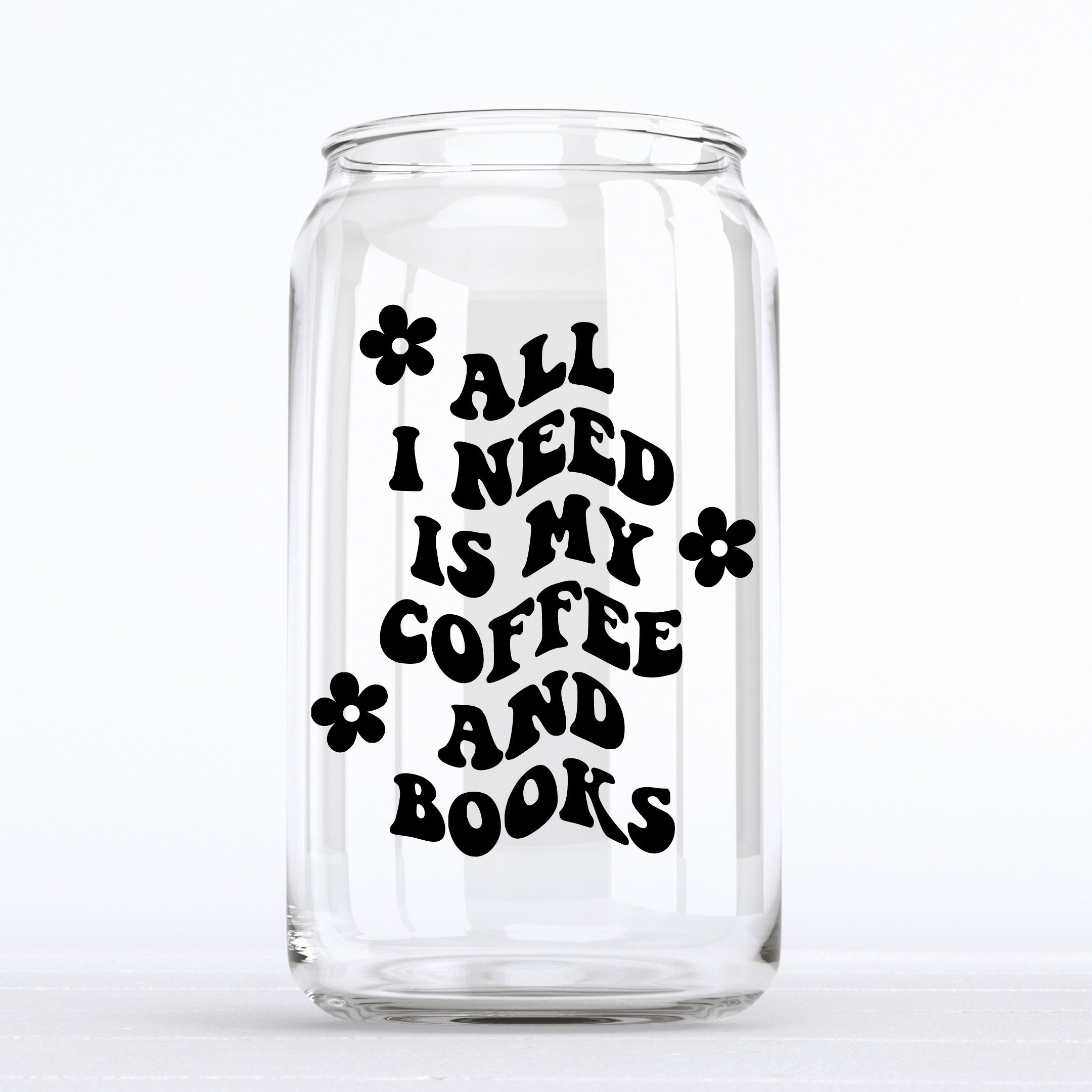 Coffee & Book Lover Glass Can Cup Book Reader Glass Cup - Etsy