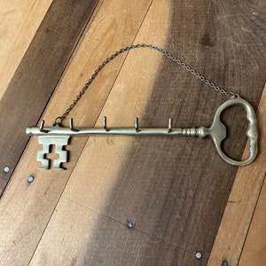 Vintage Key Holder Brass Metal Wall Rack 5 Hooks W/chain - Etsy