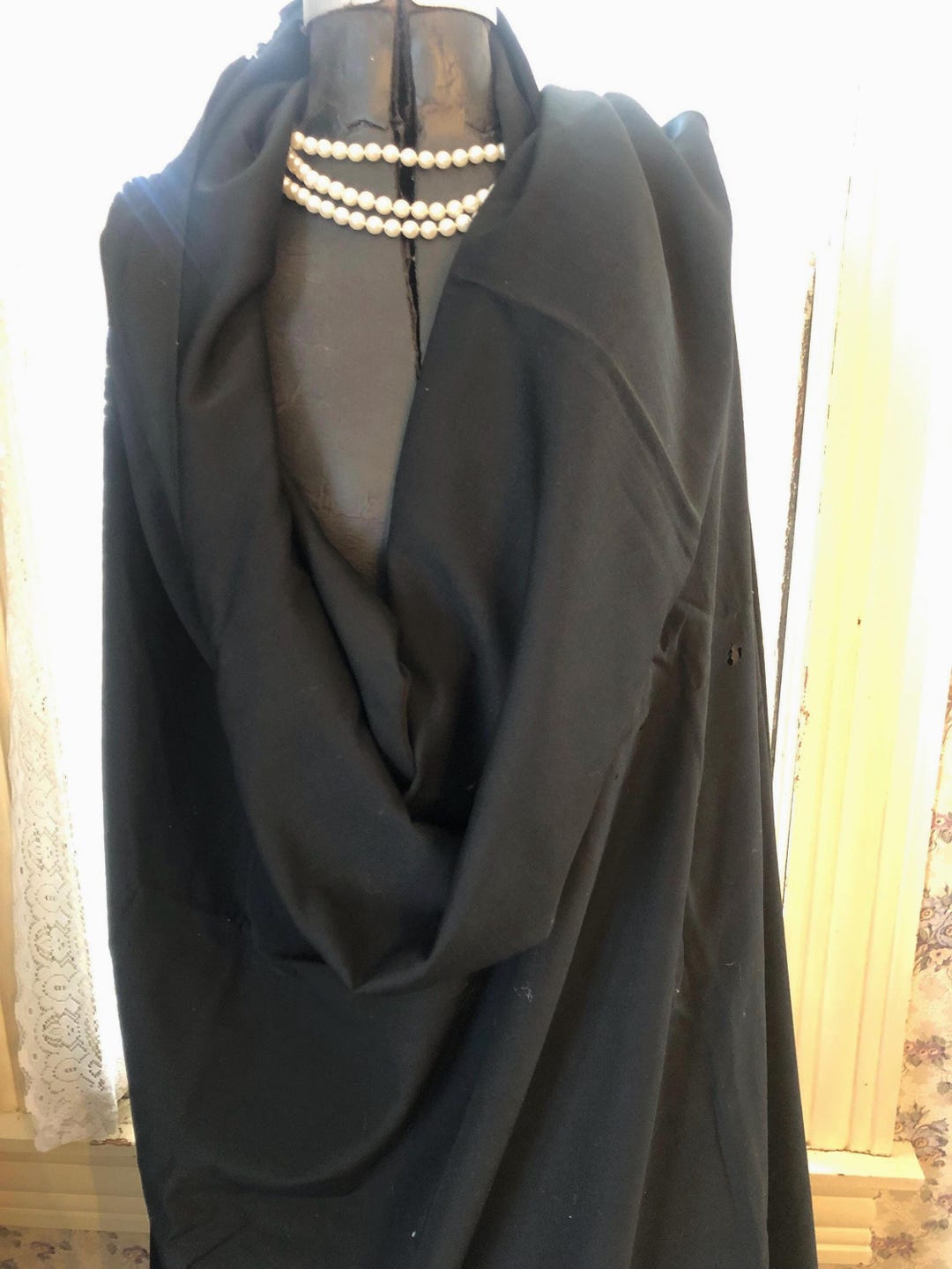Antique Victorian Double Shawl Mourning Mantel Wrap Scarf LARGE 78x136 ...