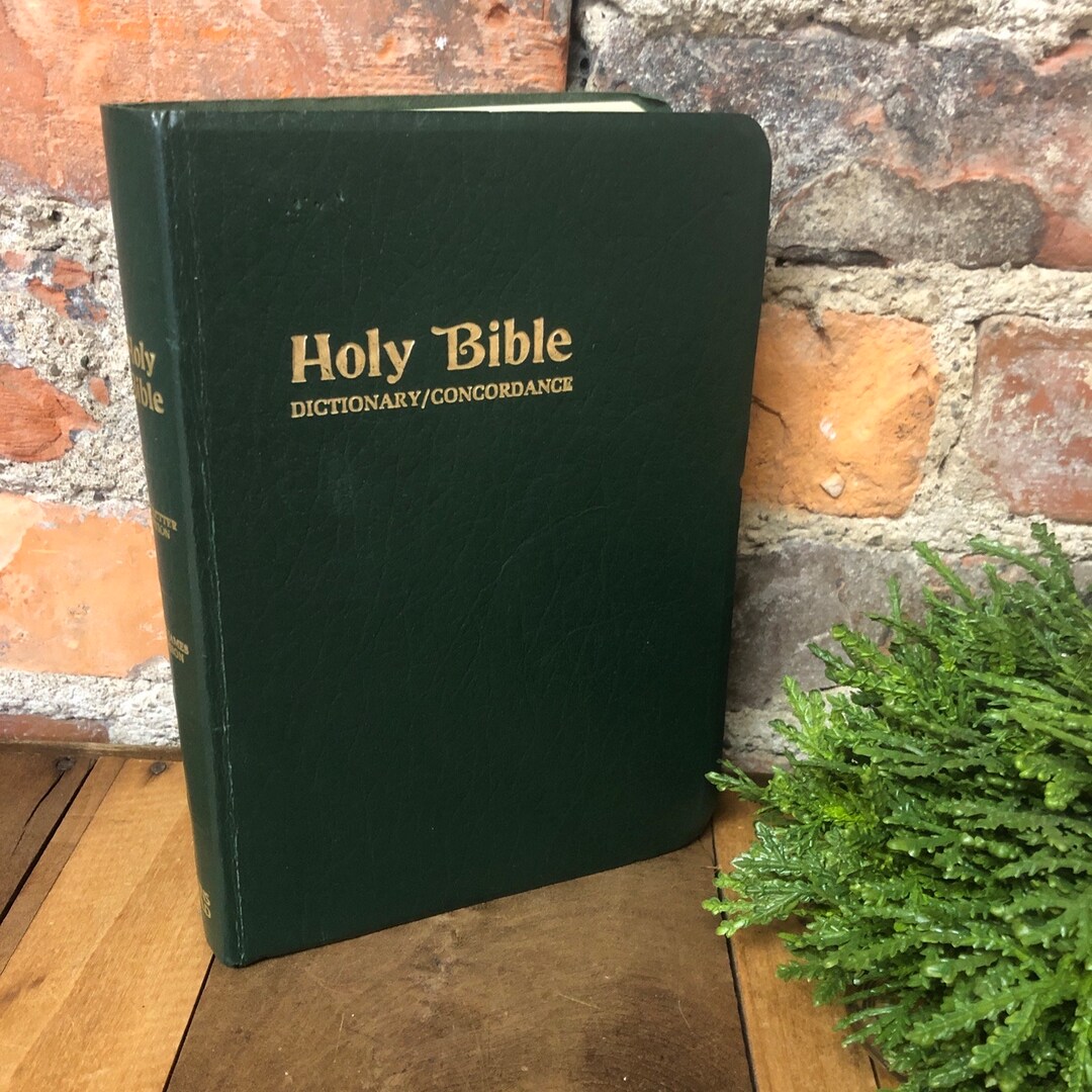 Green Holy Bible KJV Red Letter Edition Collins World Dictionary With ...