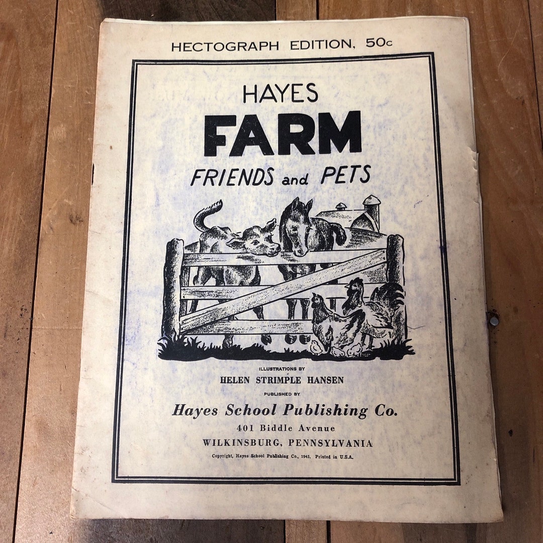 Farm Animals Hayes School Teacher Tool Vintage 40s Era Hectograph ...
