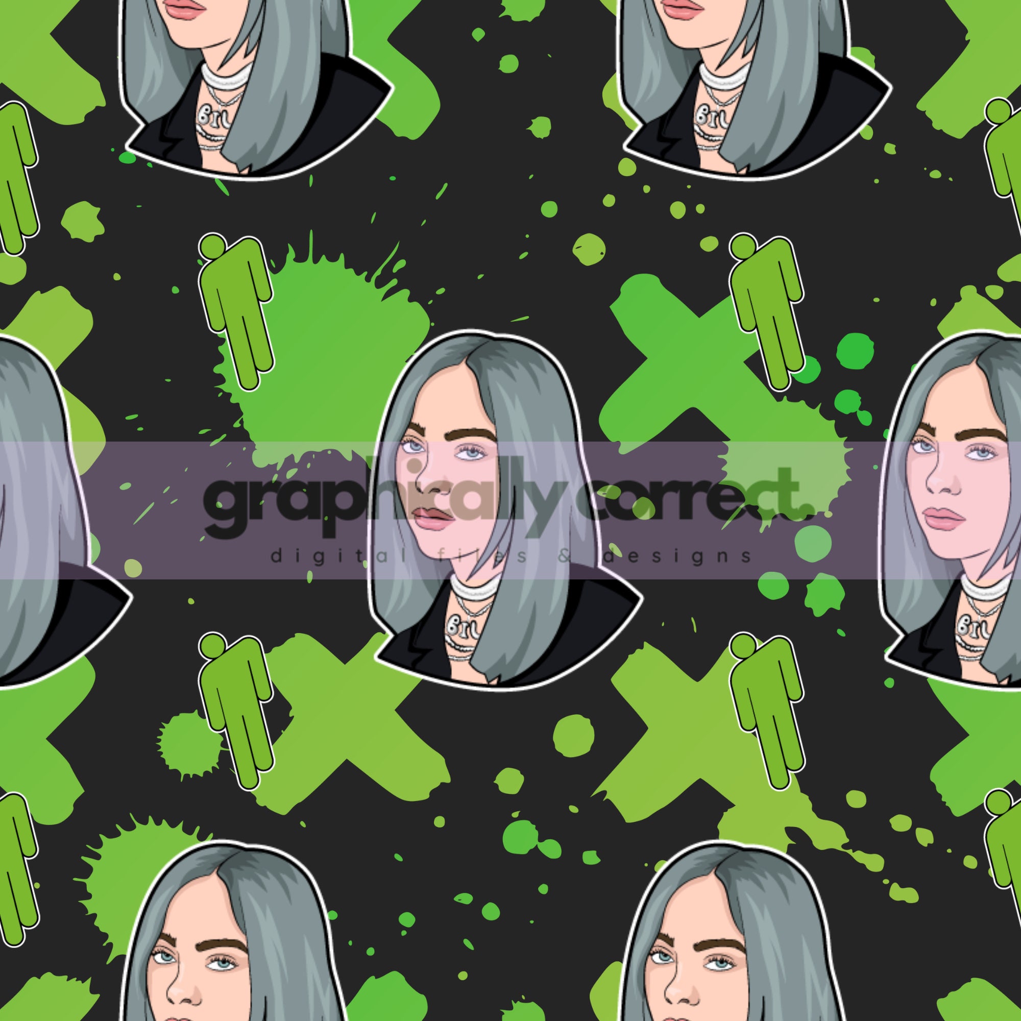 Billie Eilish DIGITAL Seamless File Paper Sublimation - Etsy UK