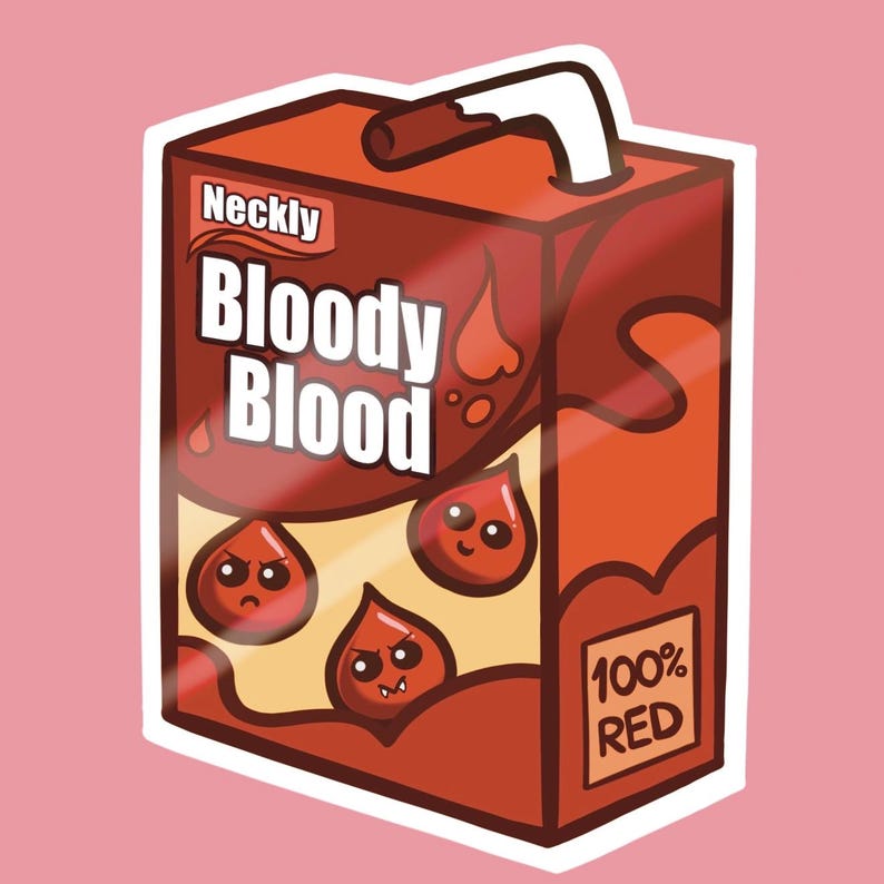 Bloody Blood Shaker Blood Juice Box Keychain Vampire Sticker Silly ...