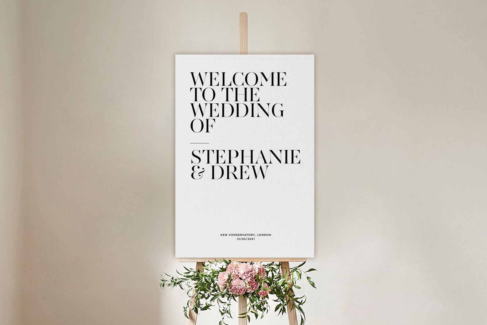 Typographic Wedding Easel Welcome Sign Template, Simple Wedding Decor ...