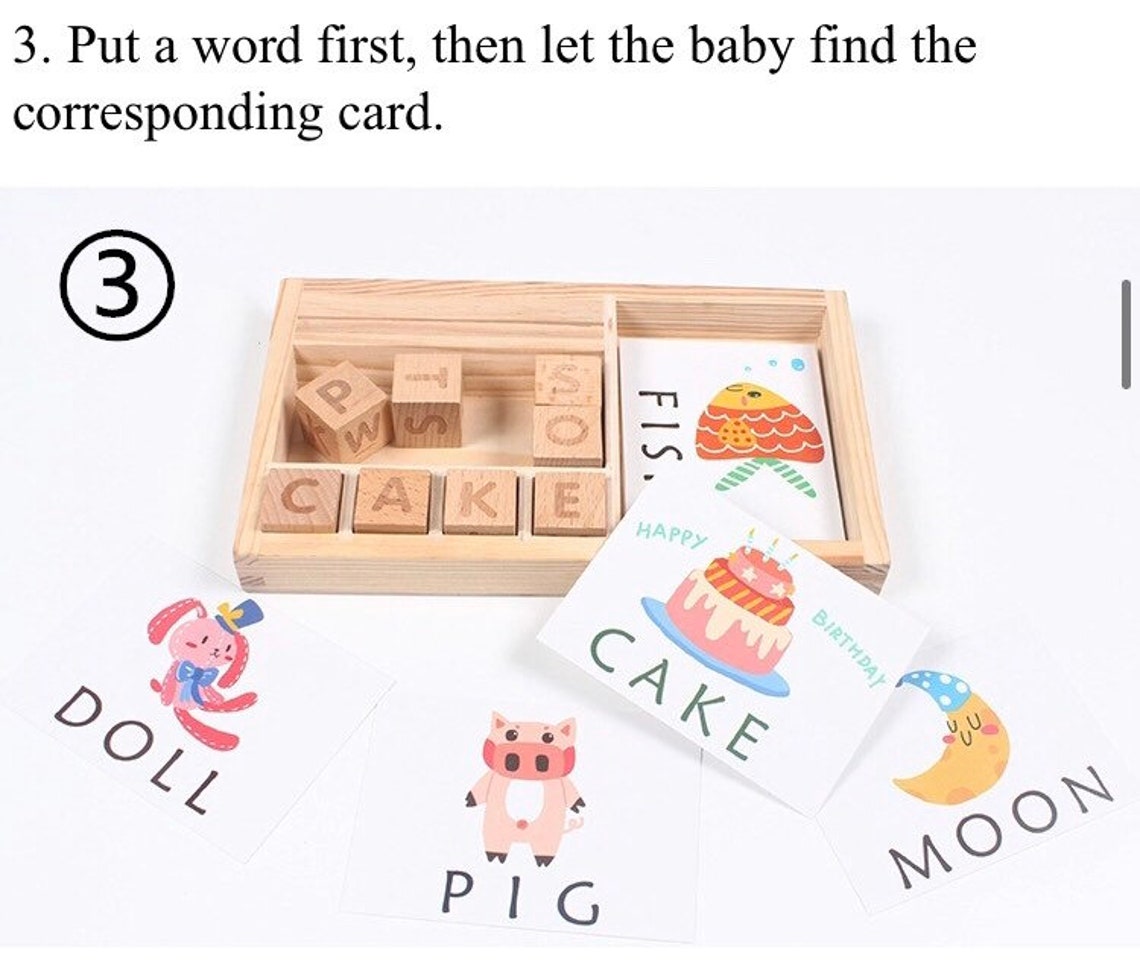 Wood Spelling Words Game Kids Early Educational Toys for | Etsy