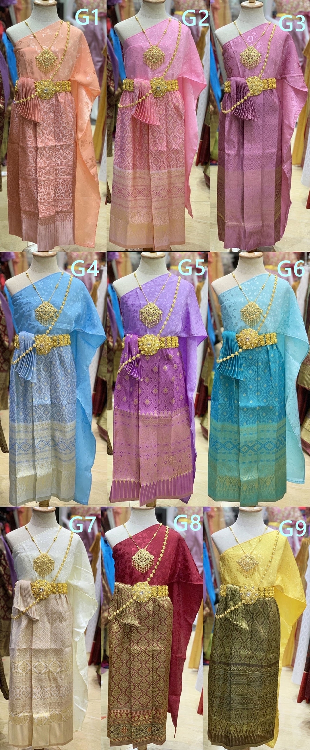 Set of Thai Traditional Vintage Sabai Shirt & Skirt for Kids Girl ...