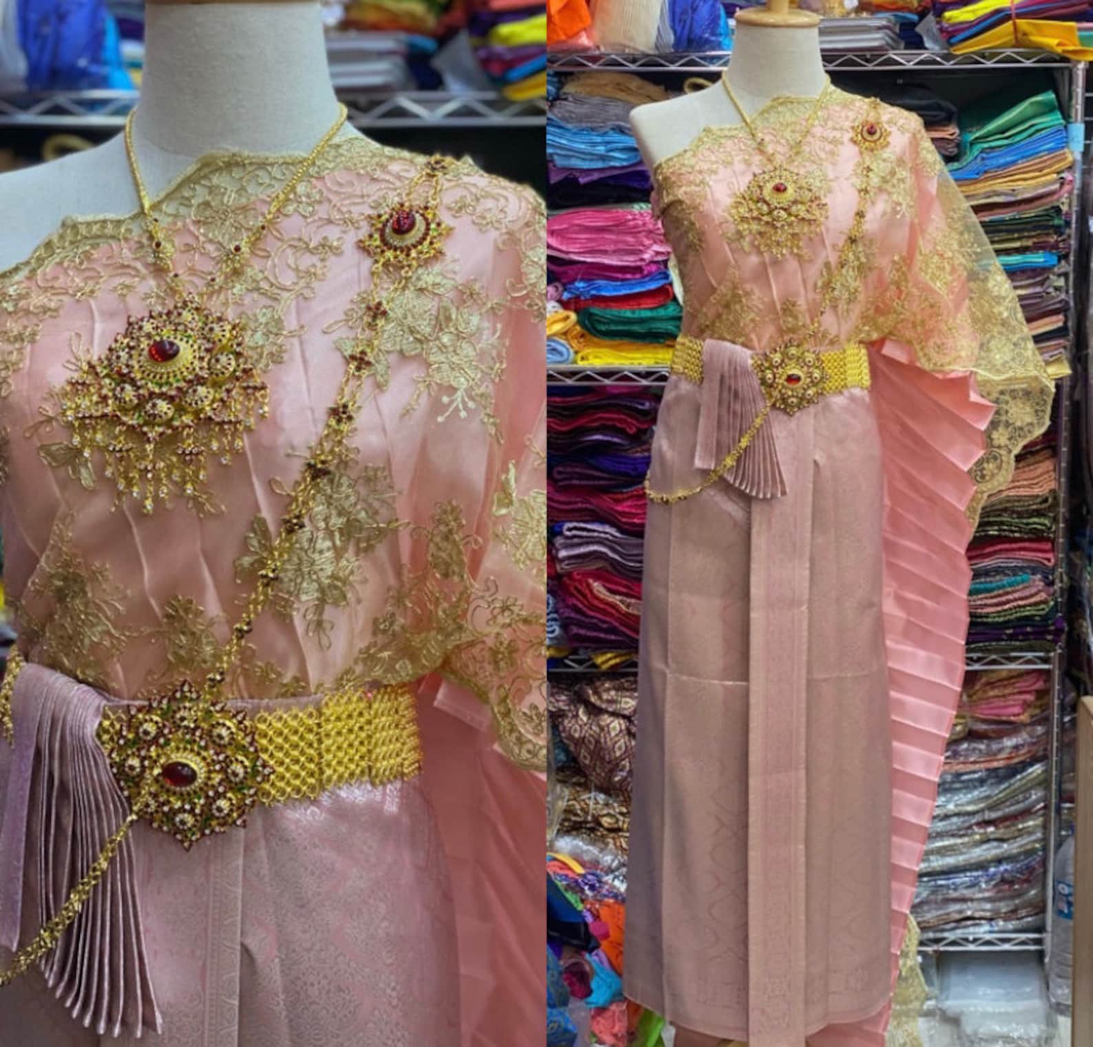 Set of Thai Traditional Sabai Shirt & Skirt for Adults Thai | Etsy