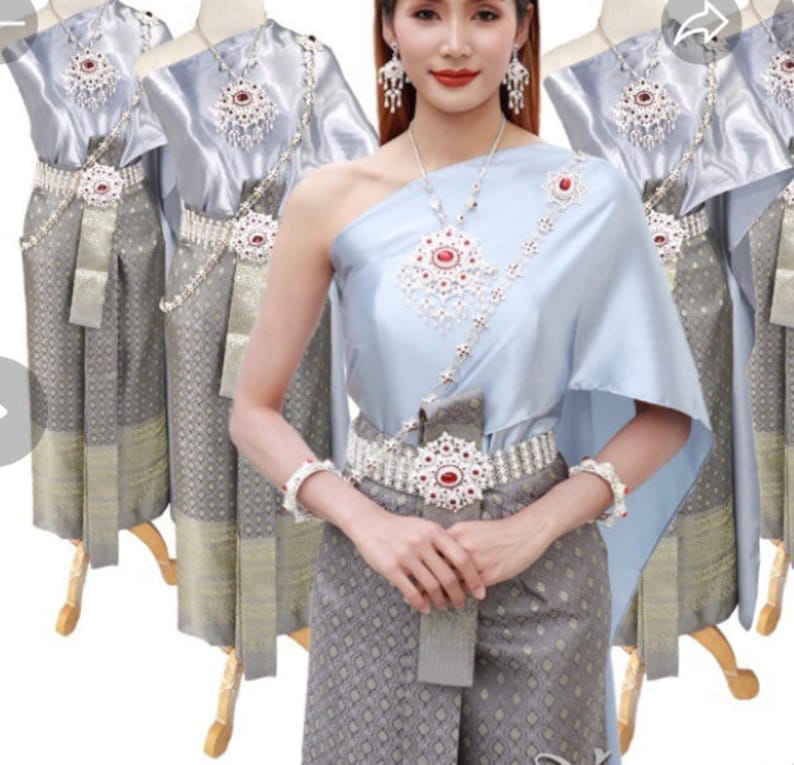 Set of Thai Traditional Vintage Sabai Shirt & Skirt Thai Dance - Etsy