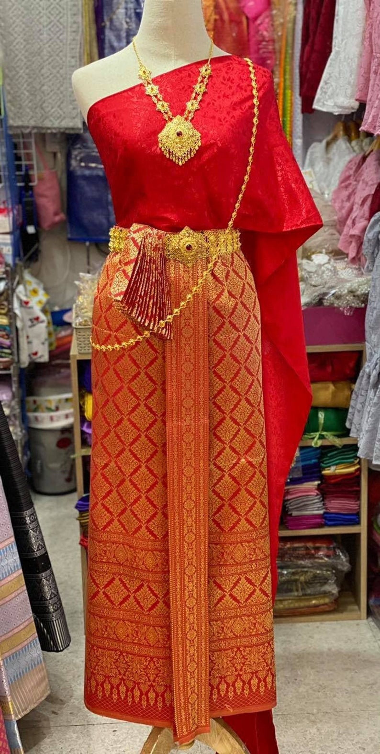 Set of Thai Traditional Vintage Sabai Shirt & Skirt for Adults - Etsy