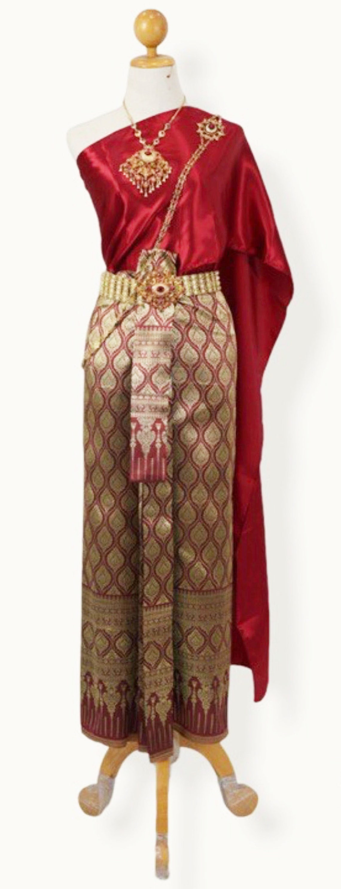 Set of Thai Traditional Vintage Sabai shirt & skirt Thai dance | Etsy