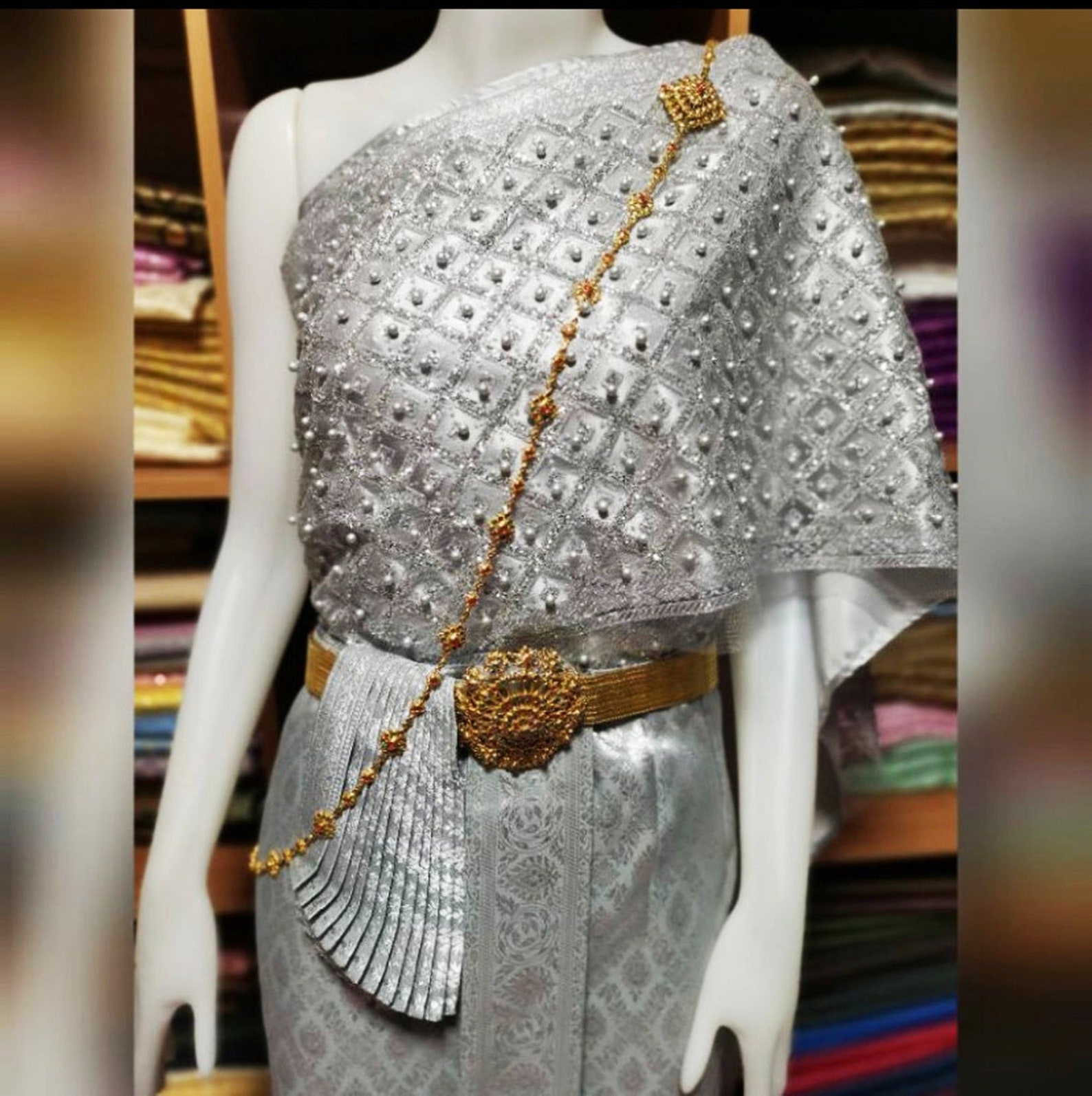 Set of Thai Traditional Vintage Sabai Shirt & skirt for | Etsy