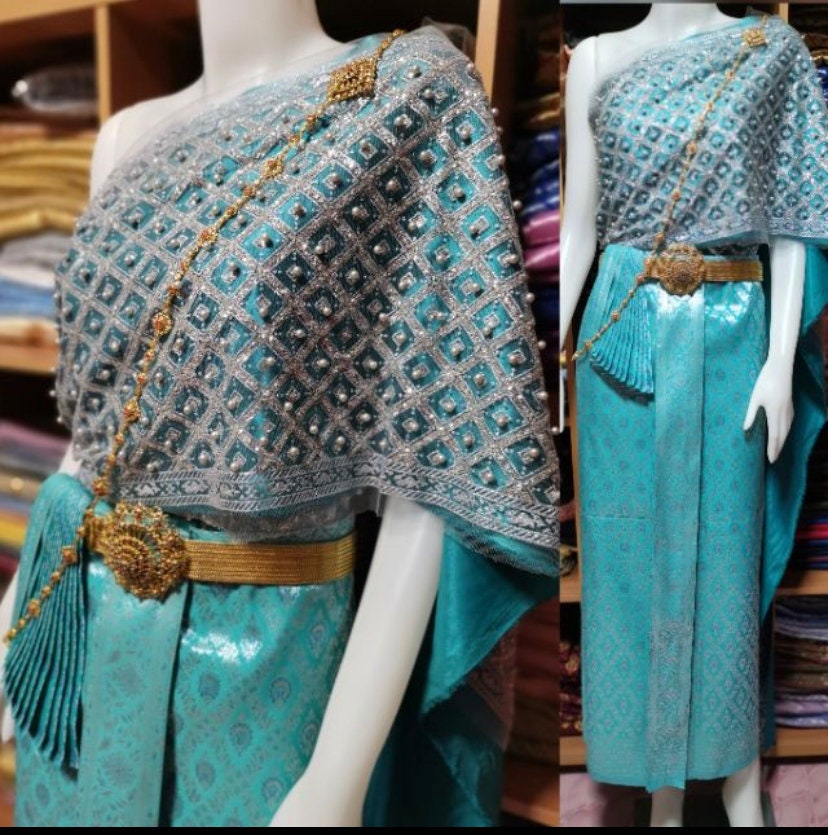 Set of Thai Traditional Vintage Sabai Shirt & skirt for | Etsy