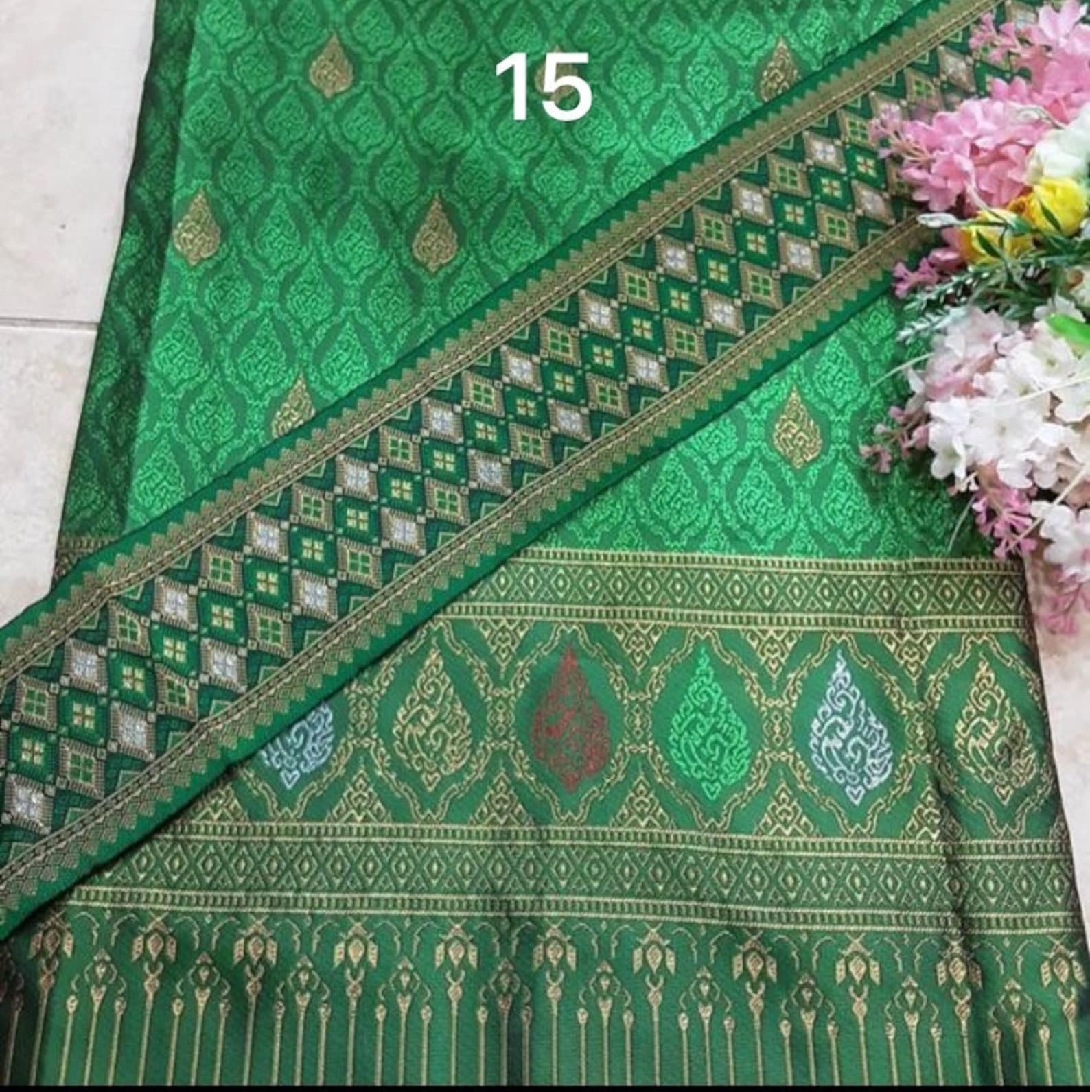 Wrap Around Skirt With Lao Sinh /pha Being Lao Silk Free Size.ready to ...