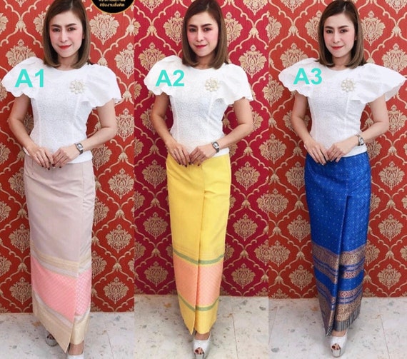 Asian Dress Thai Style Silk Dress Thai/lao Dress for Temple - Etsy