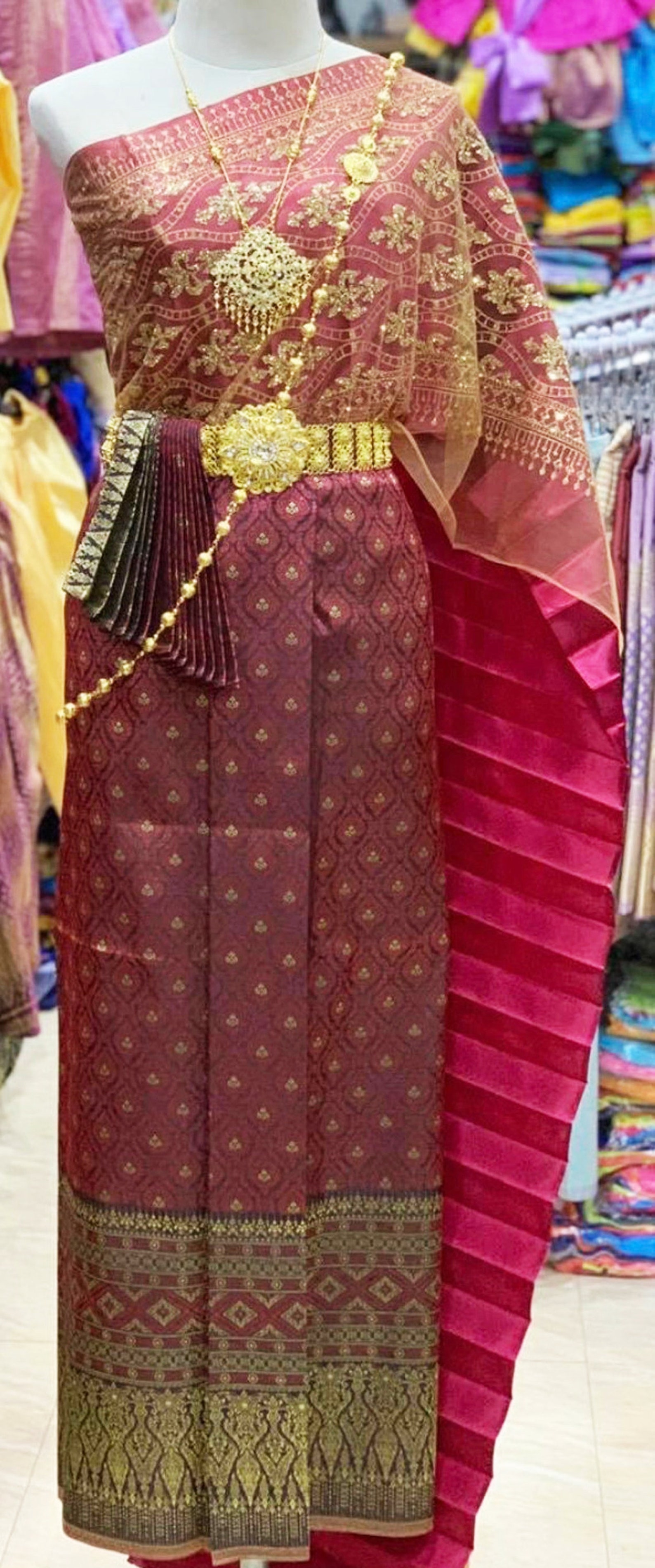 Set of Thai Traditional Sabai Shirt & Skirt for Adults Thai | Etsy