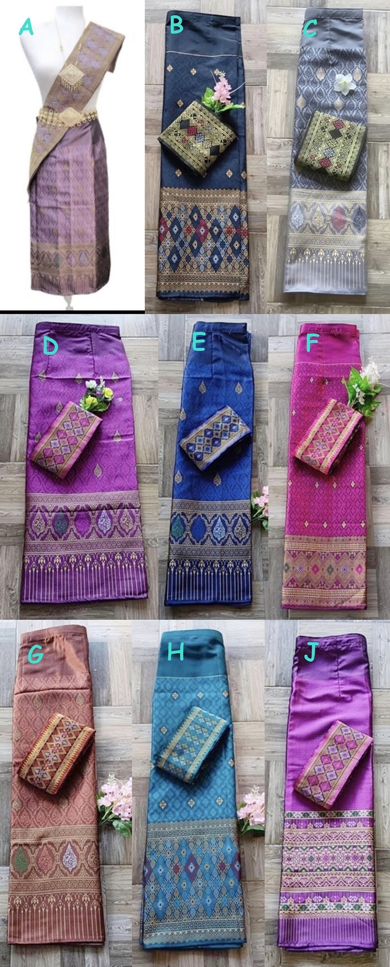 Wrap Around Skirt With Lao Sinh /pha Being Lao Silk Free - Etsy