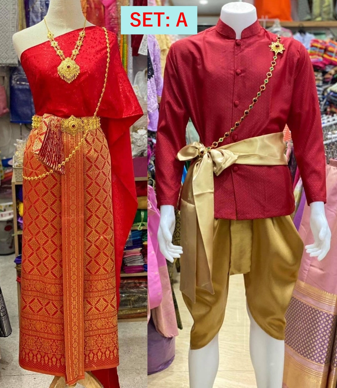 Thai Traditional Vintage Dress Wedding Dress Chut Thai Party Men-women ...