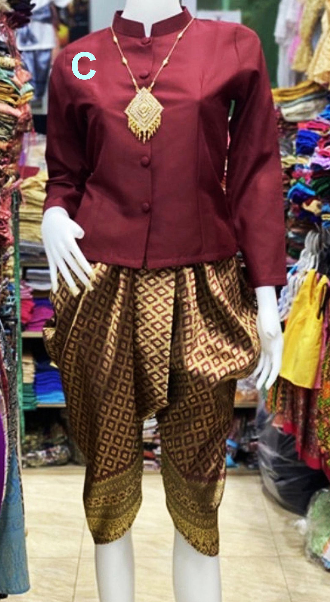 Set of Thai Traditional Vintage Sabai Shirt & Pants Dance - Etsy