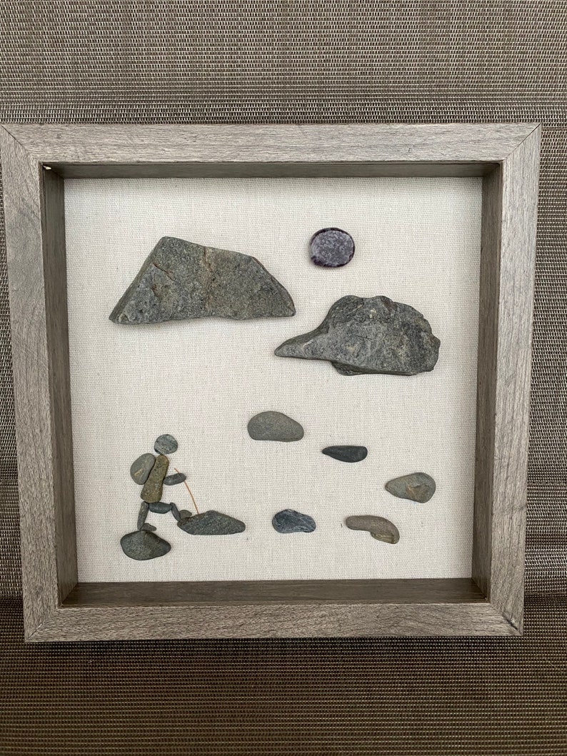Pebble Art Hiker,pebble Art Climber, Mountain Picture, Pebble Art Gift ...