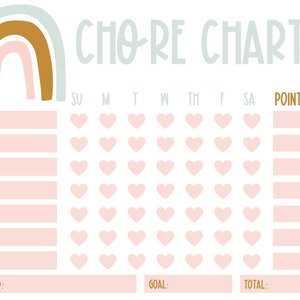 Rainbow Daily Chore Chart, Kids Daily Responsibilities Chart, Printable ...