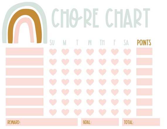 Rainbow Daily Chore Chart Kids Daily Responsibilities Chart | Etsy