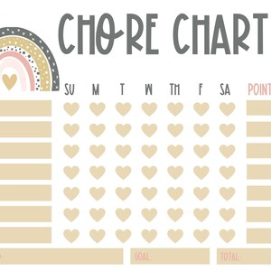 Rainbow Daily Chore Chart Kids Daily Responsibilities Chart - Etsy
