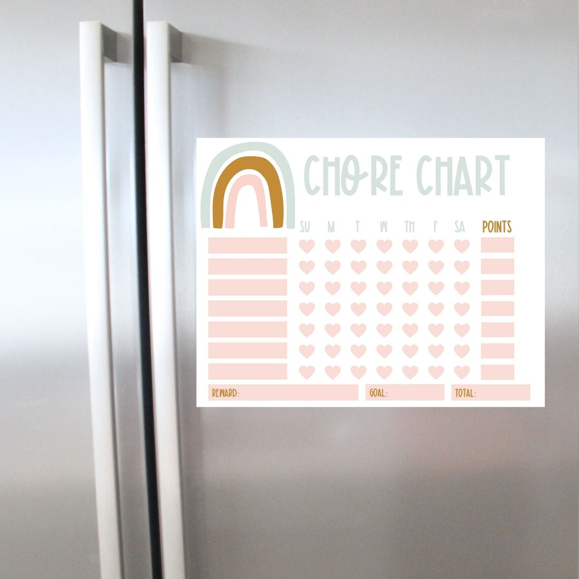 Rainbow Daily Chore Chart, Kids Daily Responsibilities Chart, Printable ...