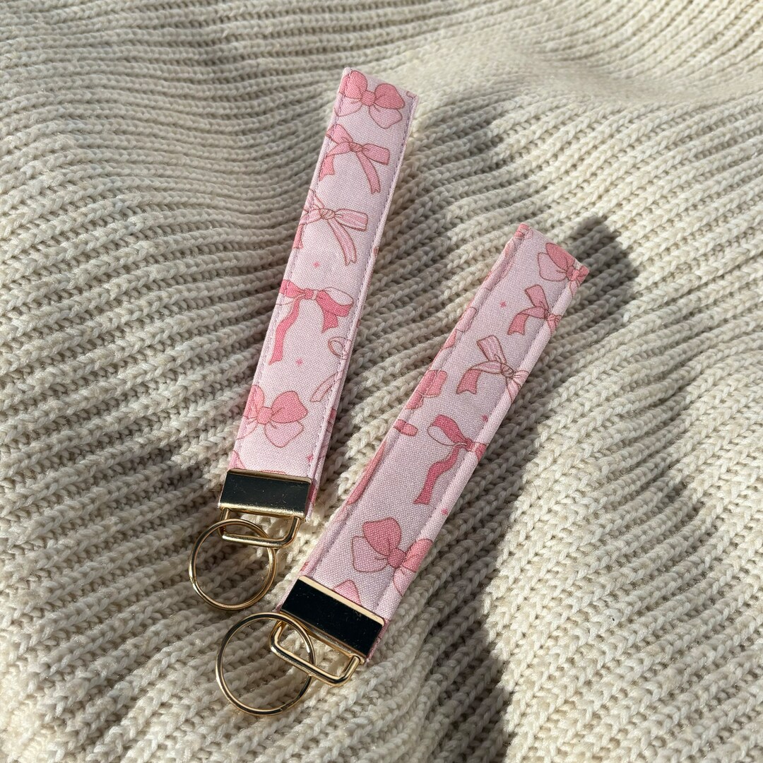 Pink Bows Keyfob Fabric Lanyard Keychain, Girly Gift, Key Chain ...