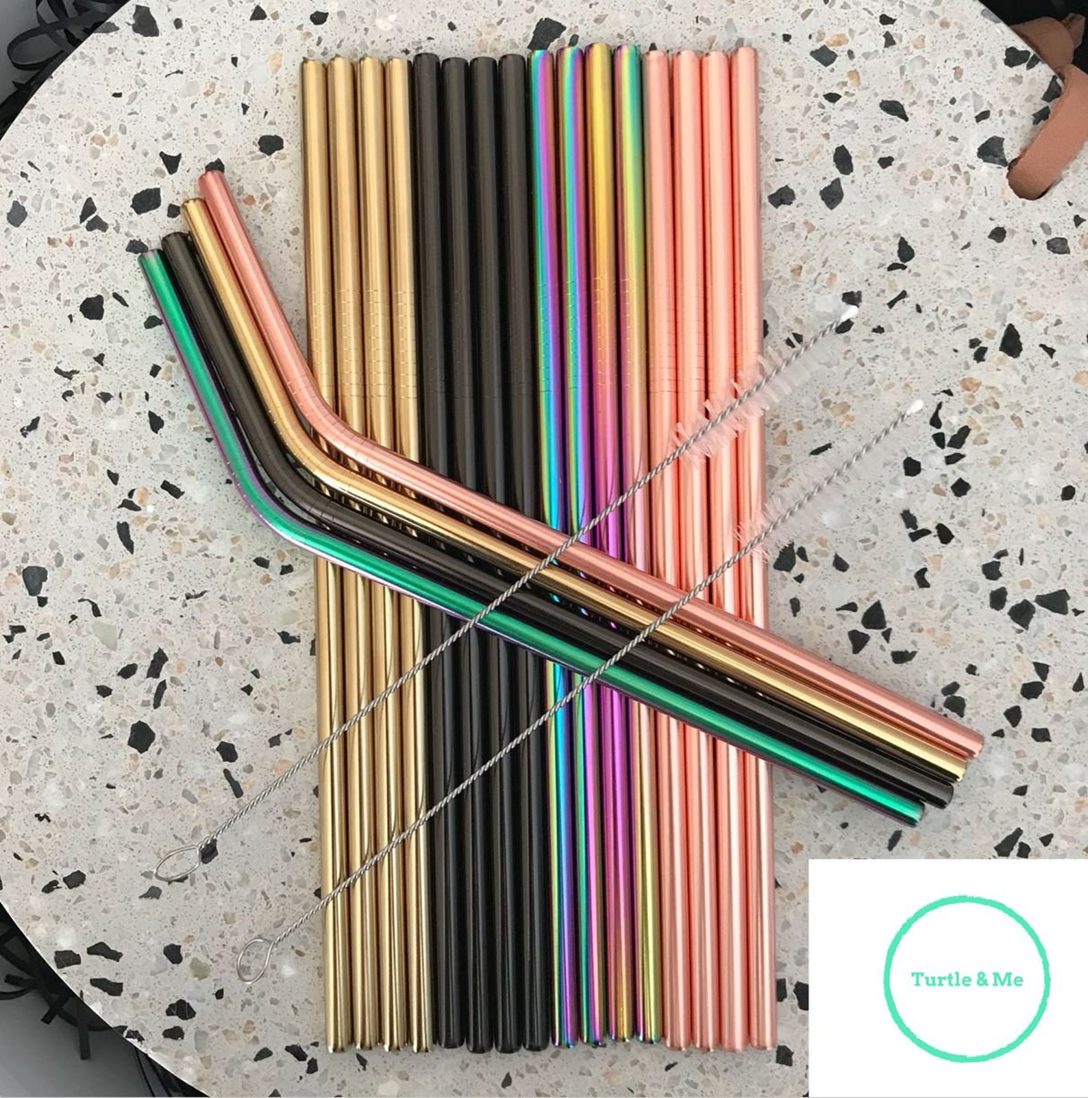 8 Pack Coloured Stainless Steel Straws Incl 2 Cleaning Brushes and ...