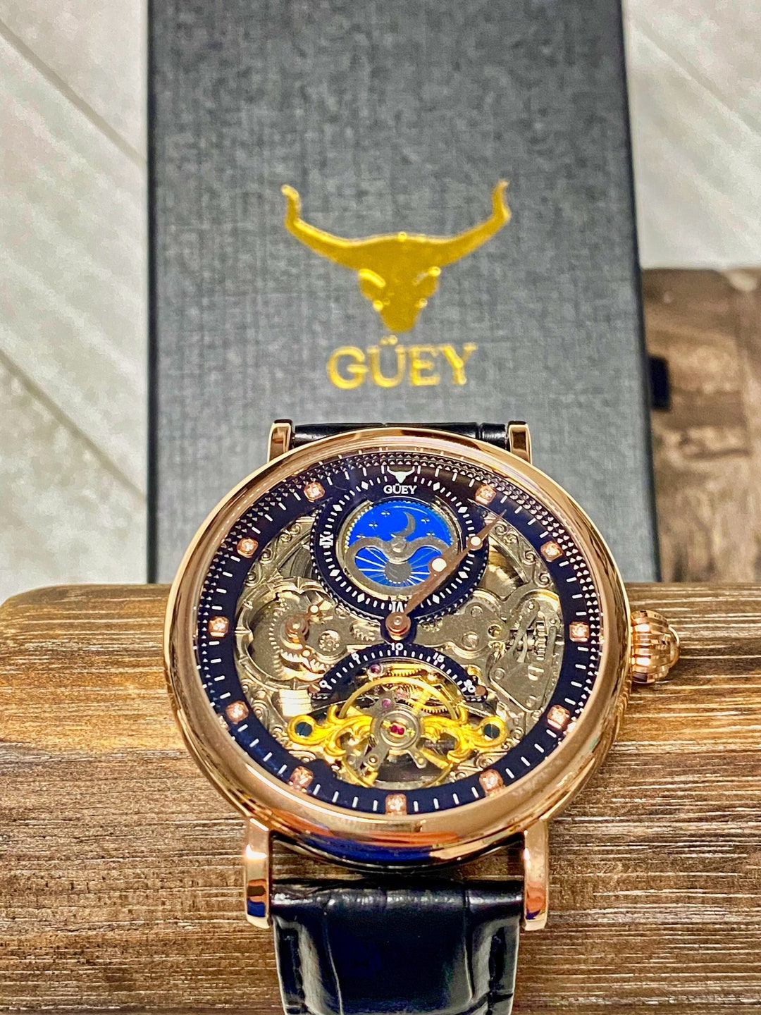 Gold Moon Tourbillon Mechanical Watch Men's Business Waterproof High ...