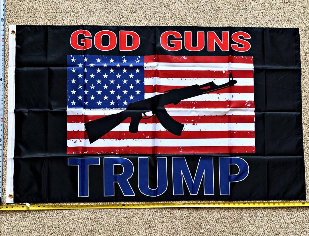 Donald Trump Flag FREE SHIPPING God Guns Trump AK47 USA Flag Sign ...