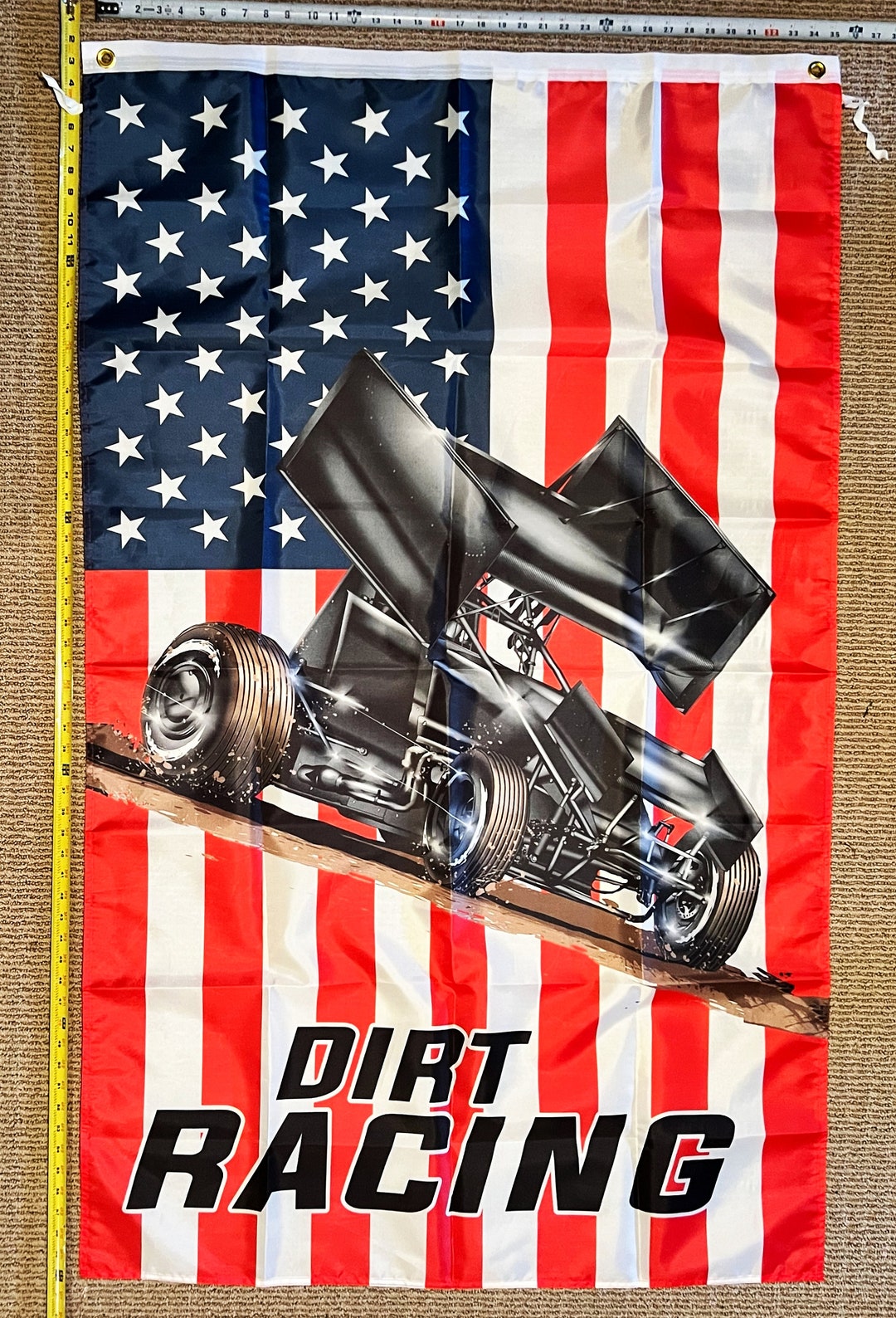 Racing Checkered Flag FREE SHIPPING Sprint Car USA V American Dale ...