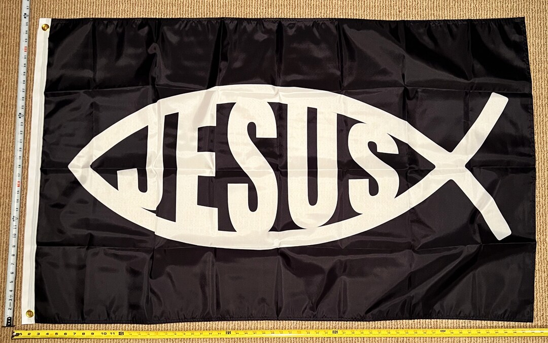 Jesus Flag FREE SHIPPING Jesus Black Fish Flag Hope Faith in God We ...
