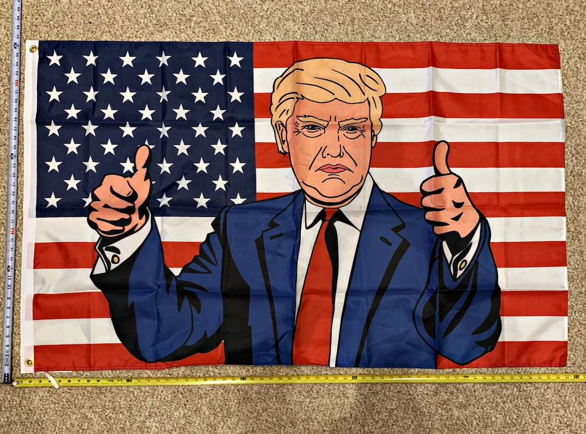 Donald Trump Flag FREE SHIPPING Cartoon Flag Make America - Etsy