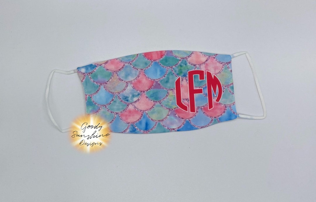 Mermaid Scales Face Mask Monogram Face Mask Mermaid Face - Etsy