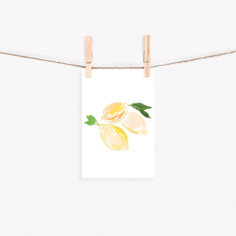 Lemon Trio Print, Lemon Watercolor Printable, Lemon Watercolor Art ...