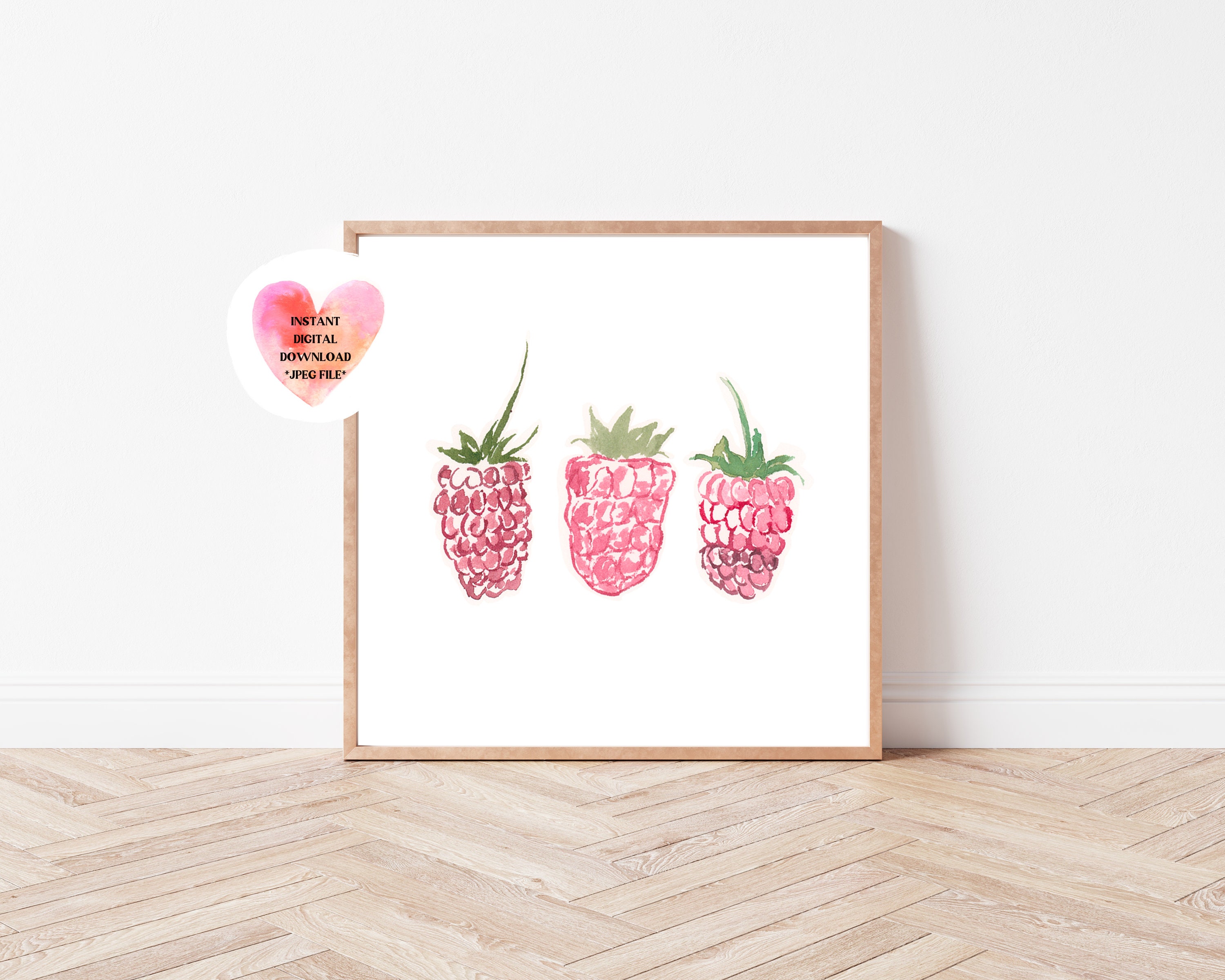 Raspberry Trio Art, Raspberry Watercolor, Raspberry Wall Art, Raspberry ...