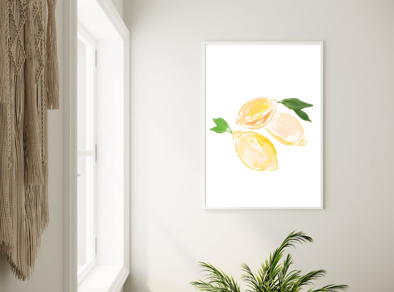 Lemon Trio Print, Lemon Watercolor Printable, Lemon Watercolor Art ...