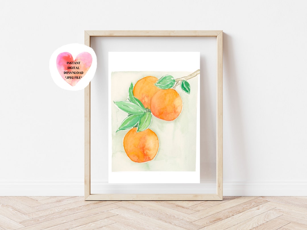 Artful Oranges Print, Oranges Watercolor Illustration, Fruit ...