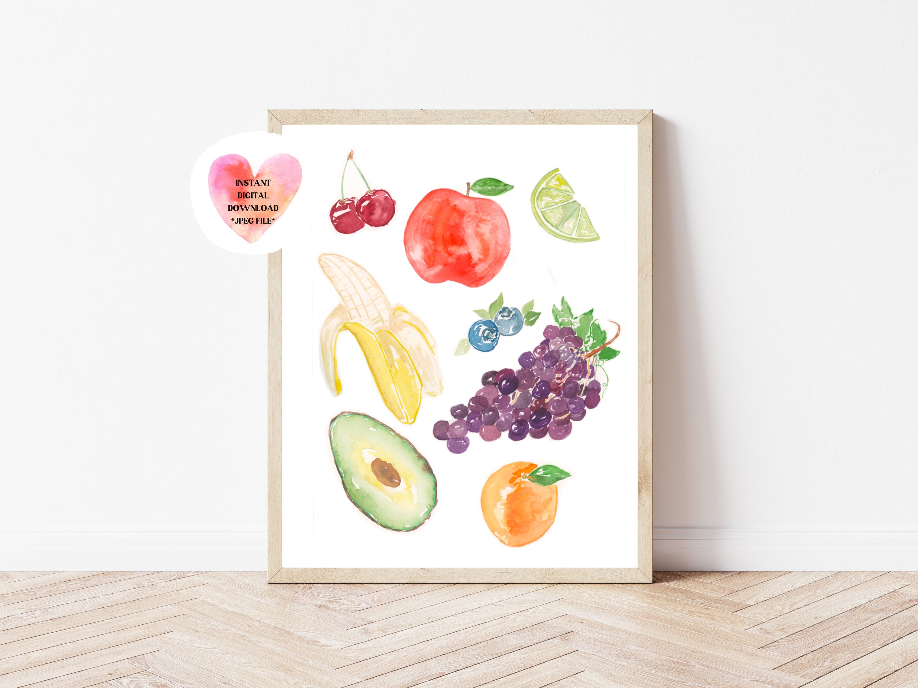 Fruit Party Print, Fruit Printable Art, Kitchen Decor, Kitchen ...