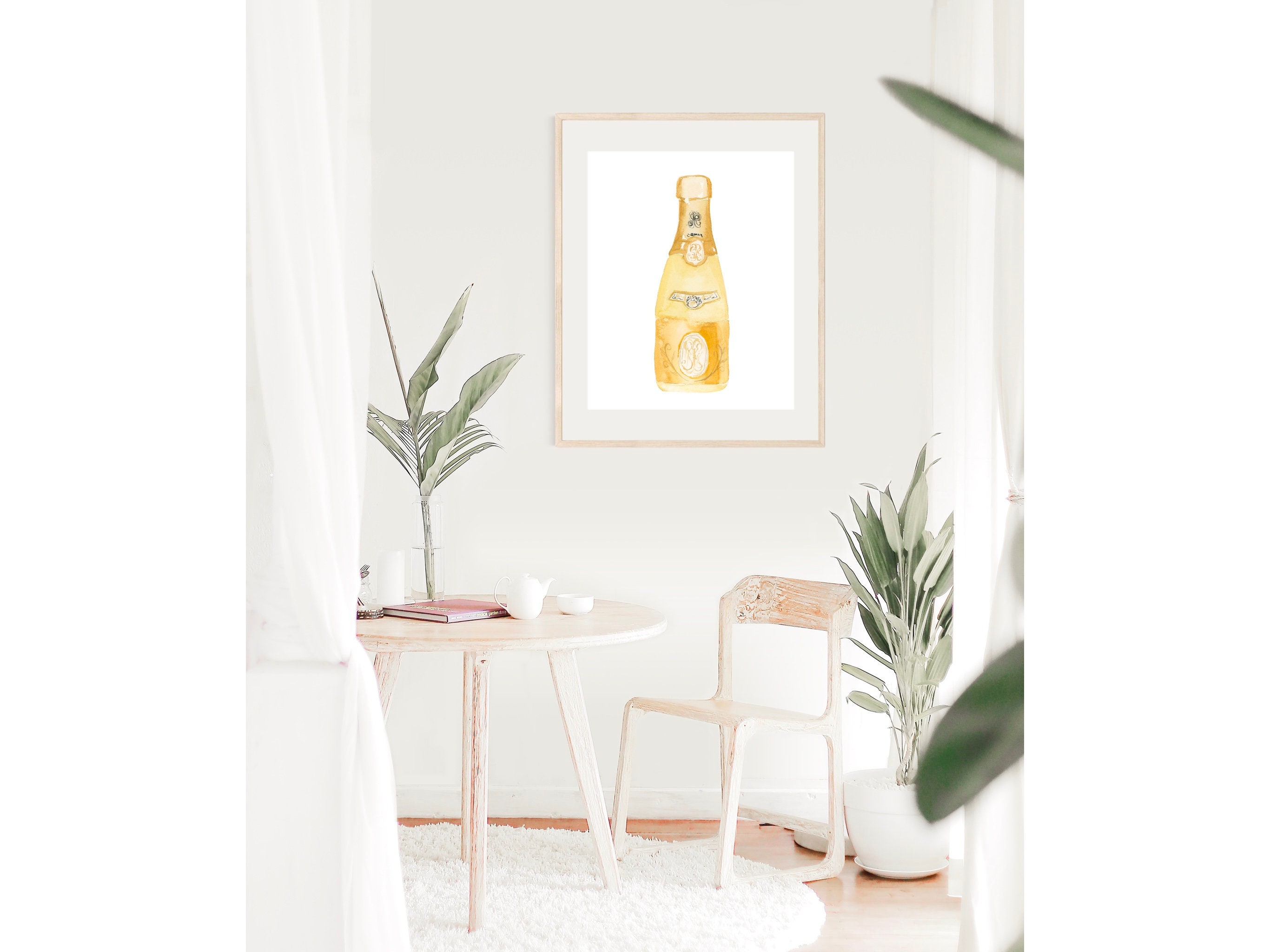 Champagne Bottle 5 Printable Wall Art, Champagne Wall Art, Champagne ...