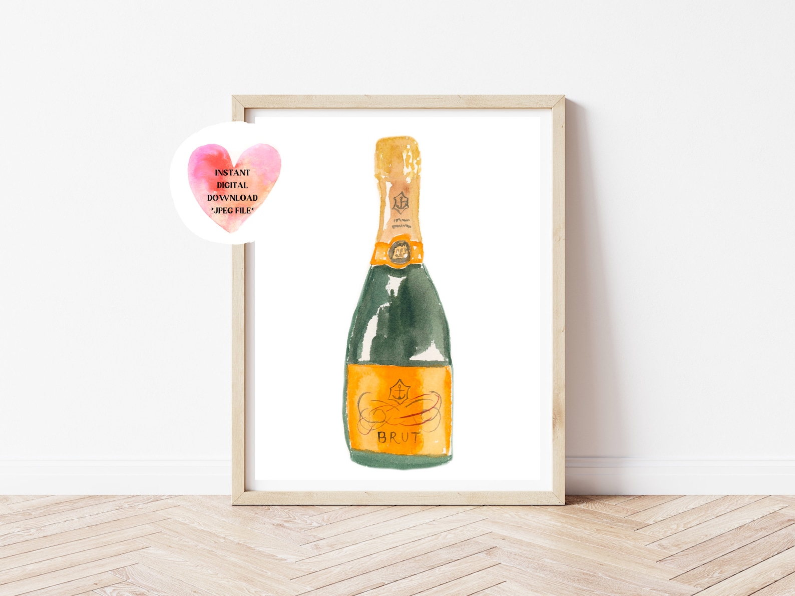 Champagne Bottle 2 Printable Wall Art, Champagne Wall Art, Champagne ...