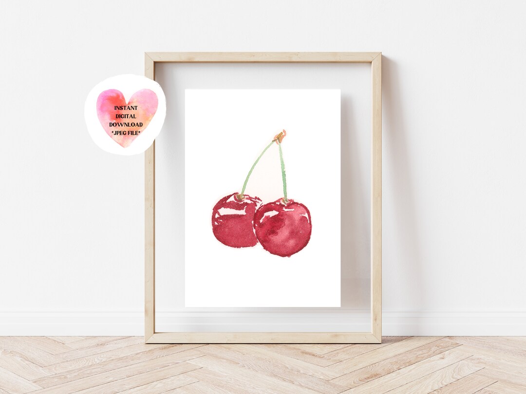 Cherry Duo Print, Cherry Wall Art, Cherries Illustration, Watercolor ...