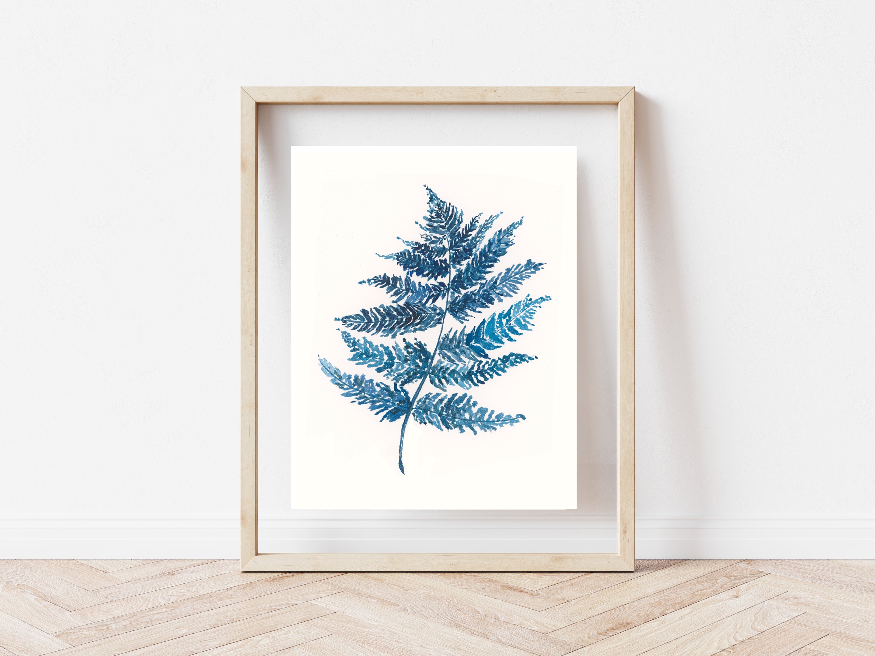 Blue Fern Wall Art, Blue Fern Design, Blue Fern Illustration, Fern ...